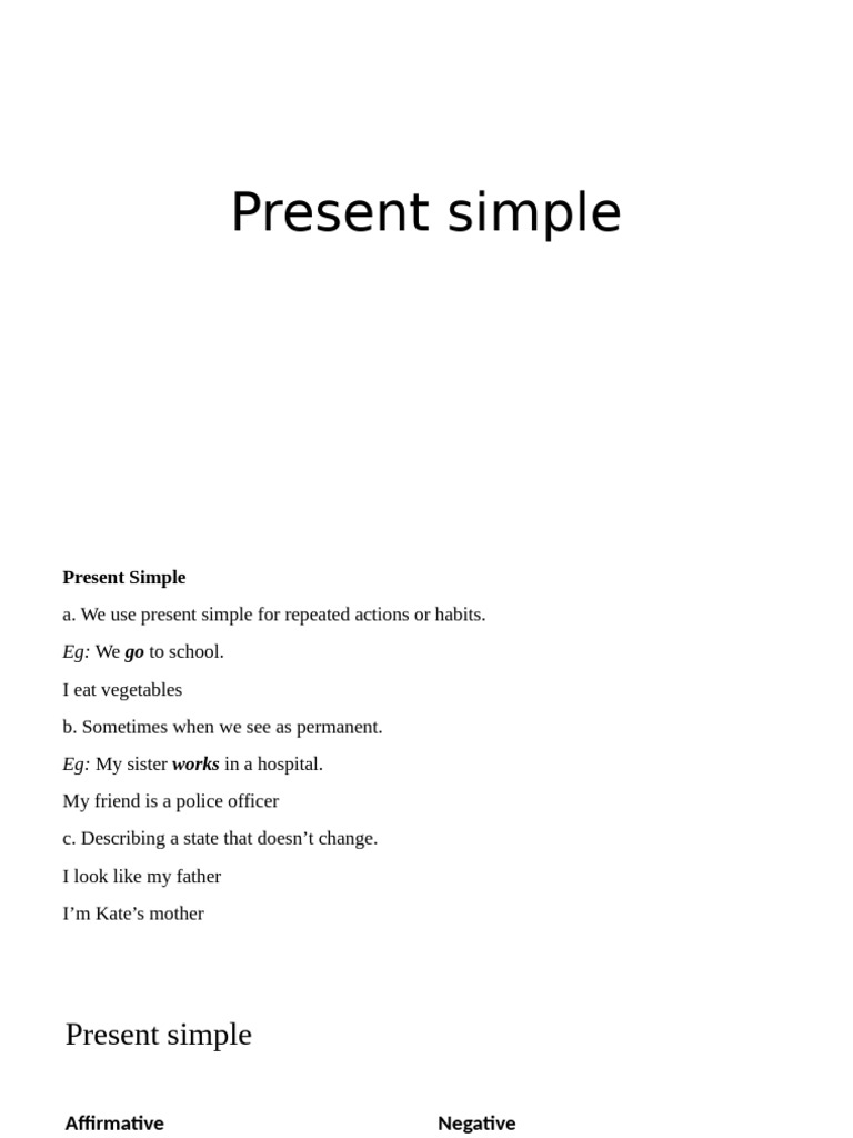 Present Simple Usage Guide | PDF | Syntax | Linguistics