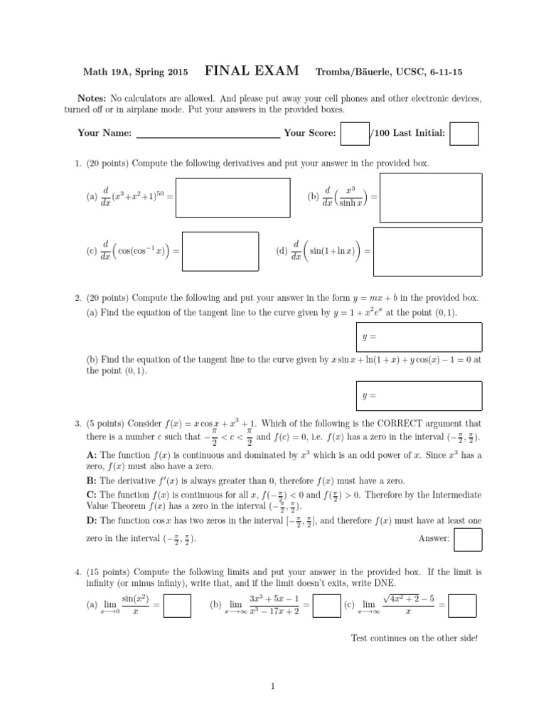 Calculus Practice | PDF | Area | Trigonometric Functions