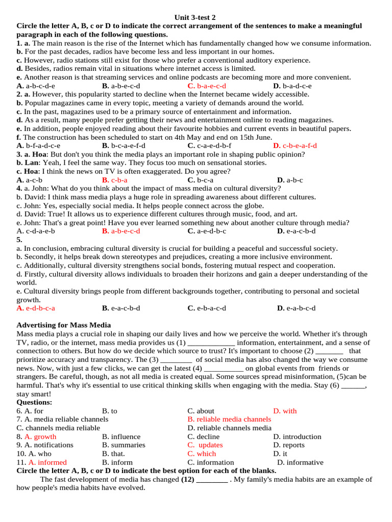 Unit 3-test 2 | PDF | Social Media | Popular Culture & Media Studies