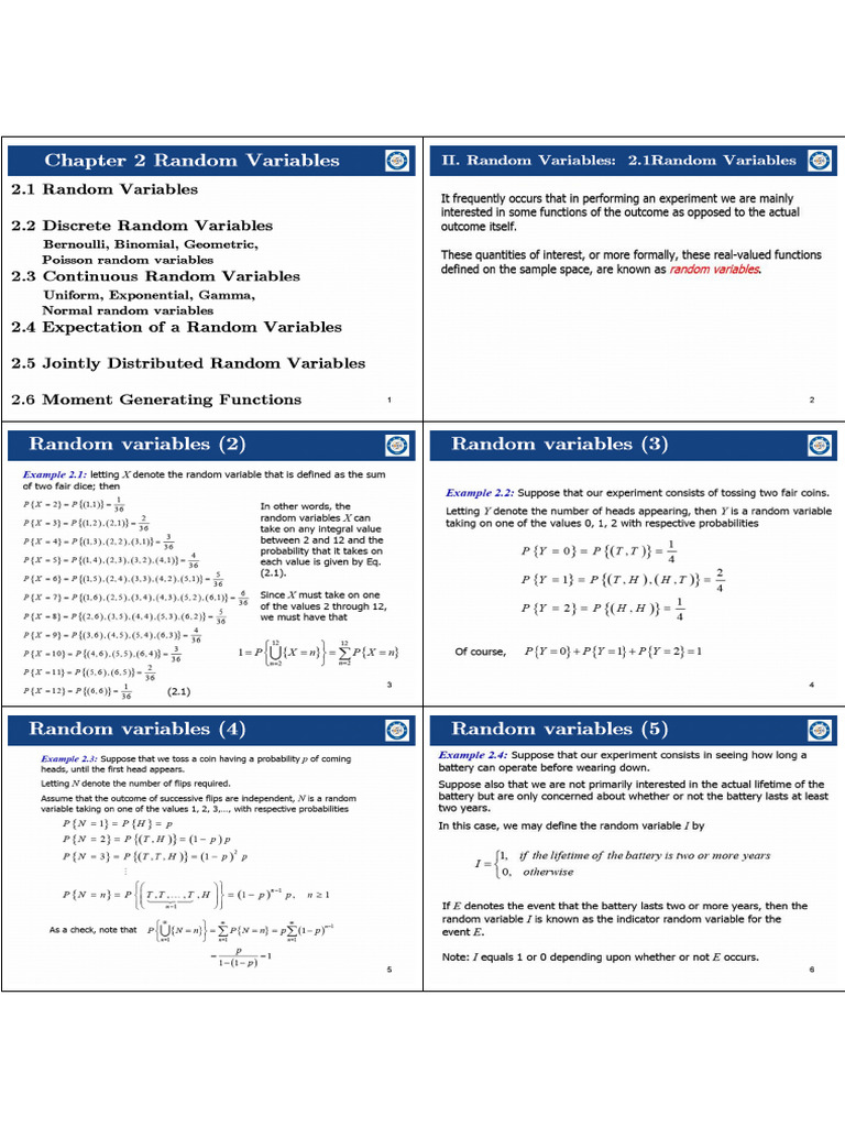 Handout-2-Chapter 2 Random Variables | PDF