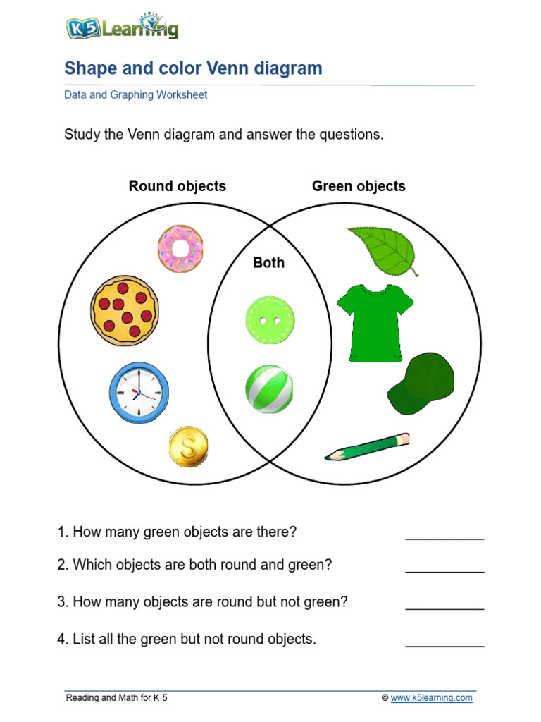Shape and Color Venn Diagram Worksheet | PDF