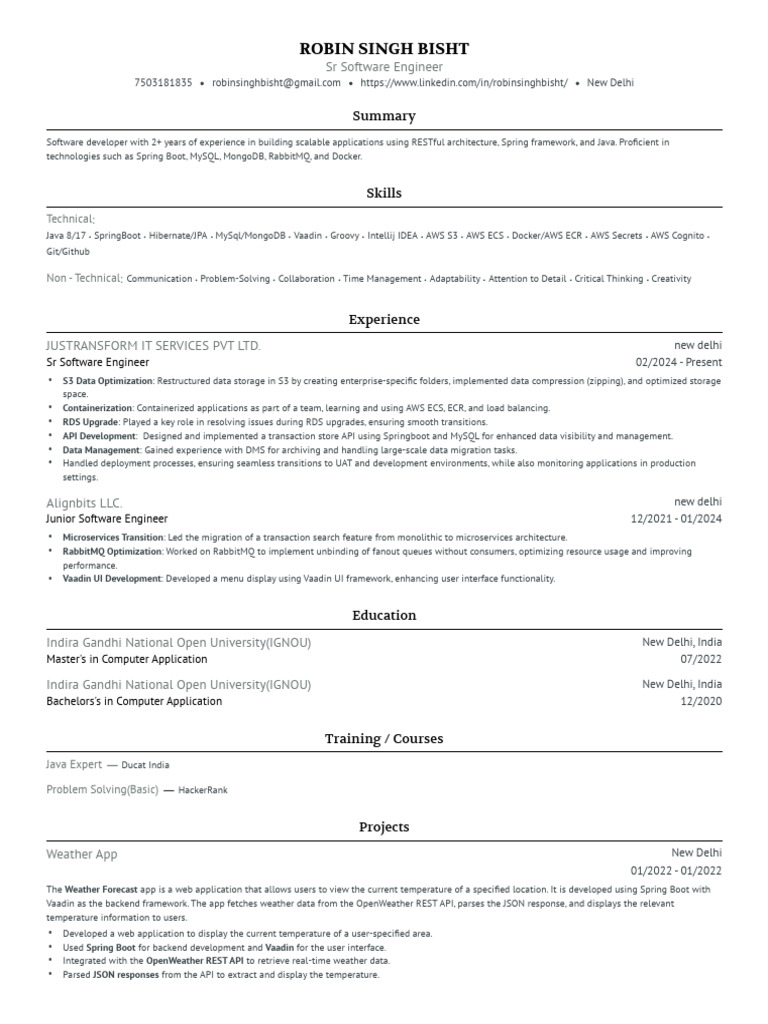 Robin Resume | PDF | Amazon Web Services | User Interface