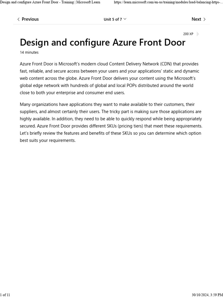 Configure Azure Front Door for CDN | PDF | Microsoft Azure | Uniform ...