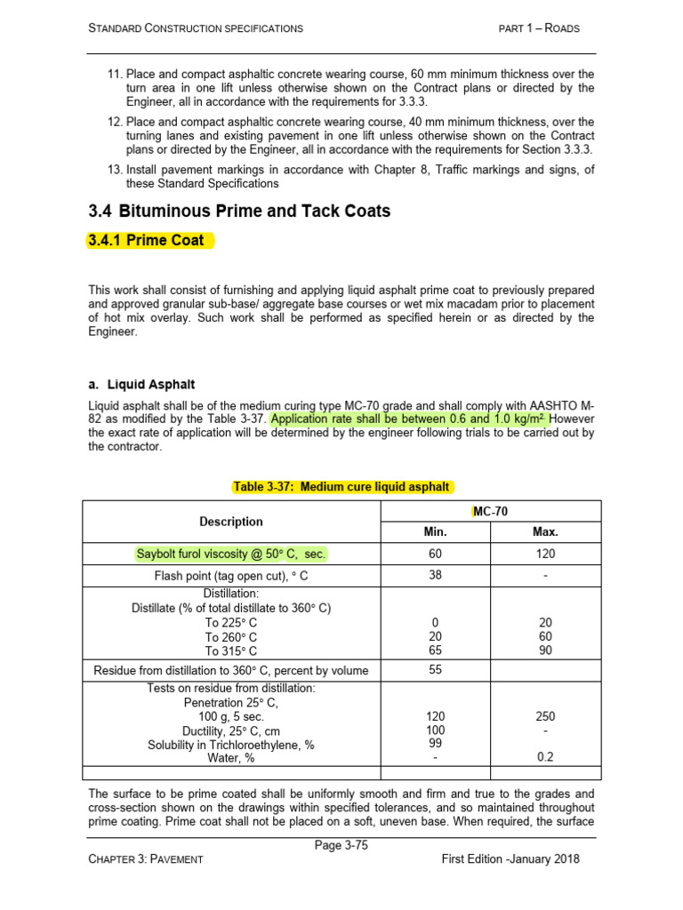 Spec- Prime Coat | PDF | Road Surface | Concrete