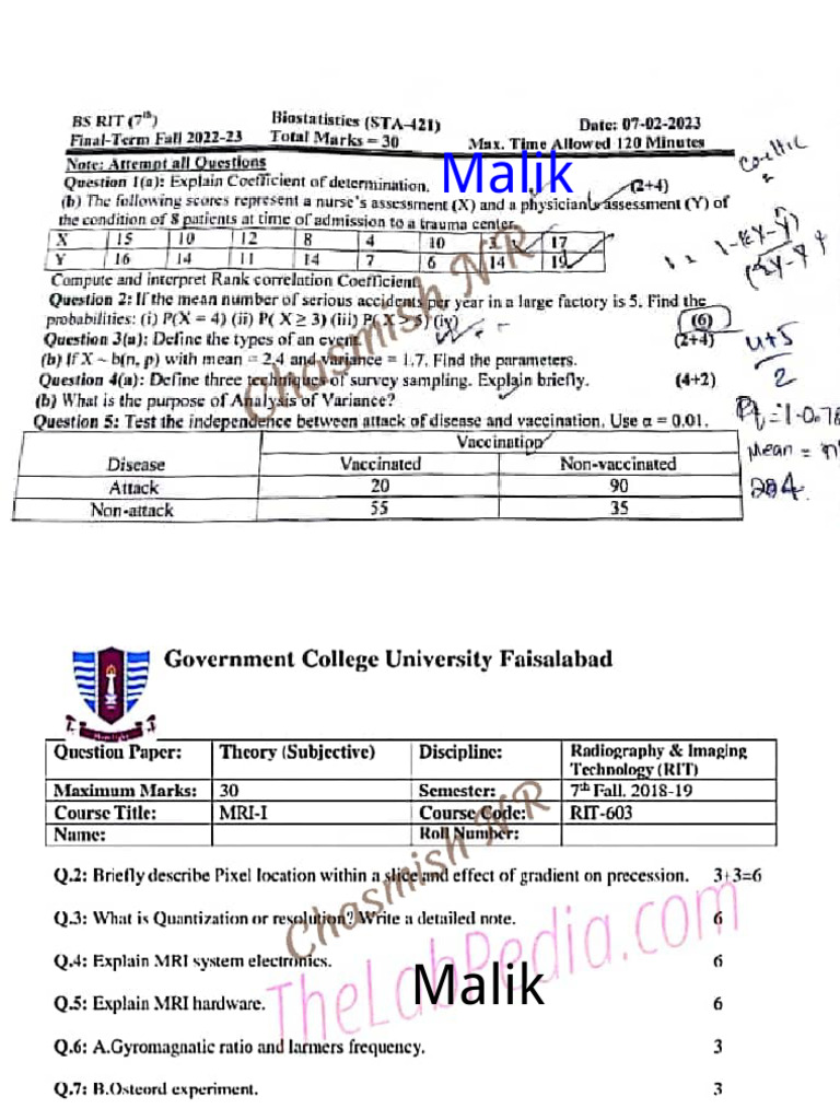 Past Paper Rit 7th by Muneer Malik | PDF