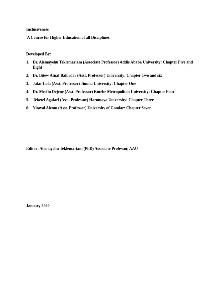 Inclusiveness Course for Higher Education | PDF | Disability | Social ...