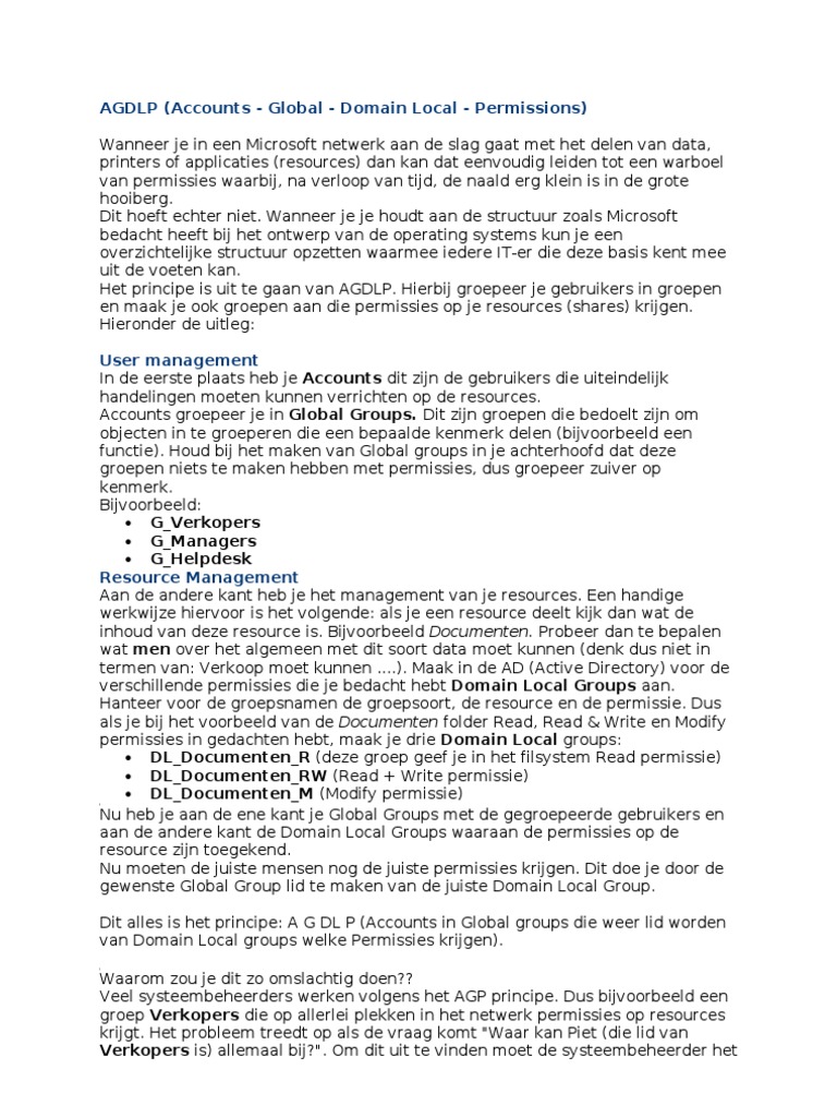 AGDLP | Active Directory | Computing