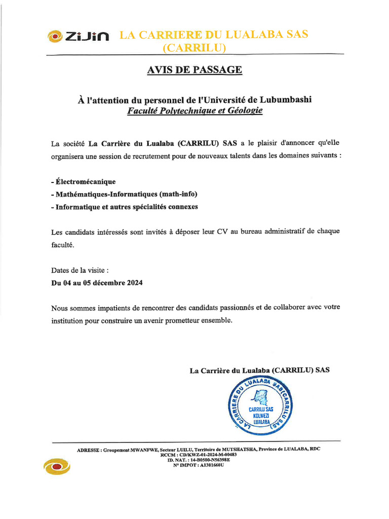 Avis de passage | PDF