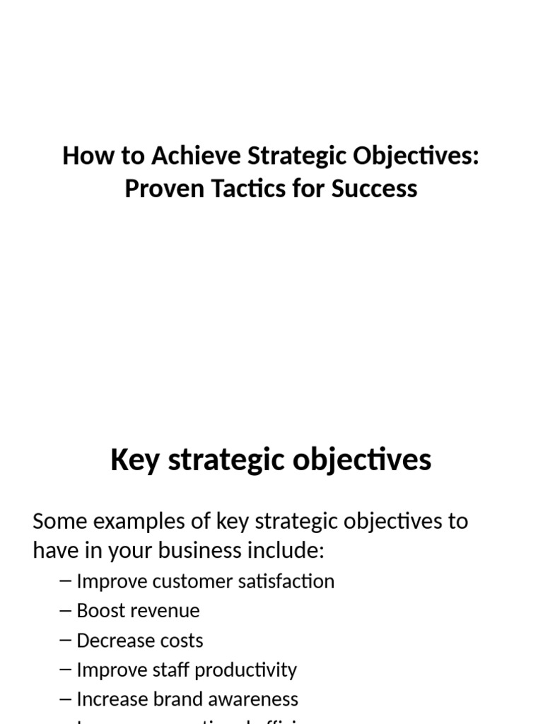How to Achieve Strategic Objectives | PDF