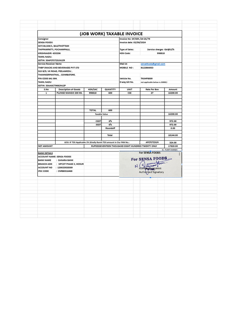 August Invoice - Invoice - 79 | PDF | Taxes | Government Finances