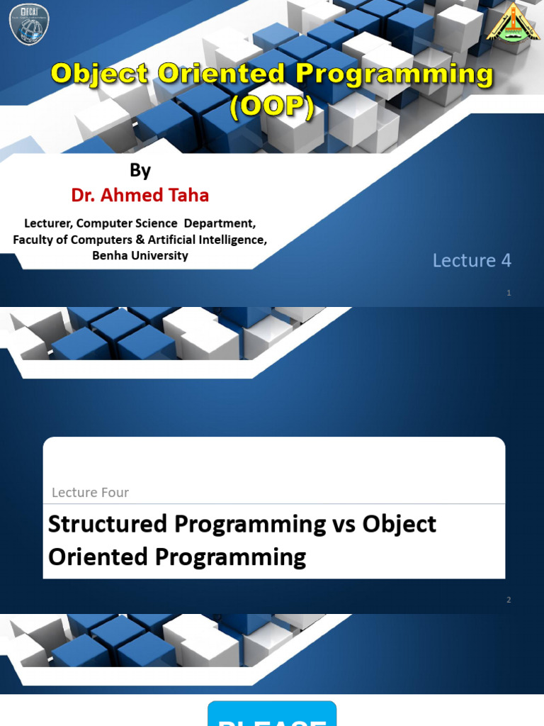 04 Lecture Four Pdf Object Oriented Programming Programming Paradigms