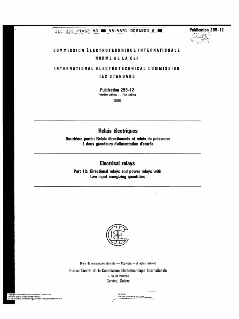 IEC 60255 - 12 Electrical Relays | PDF