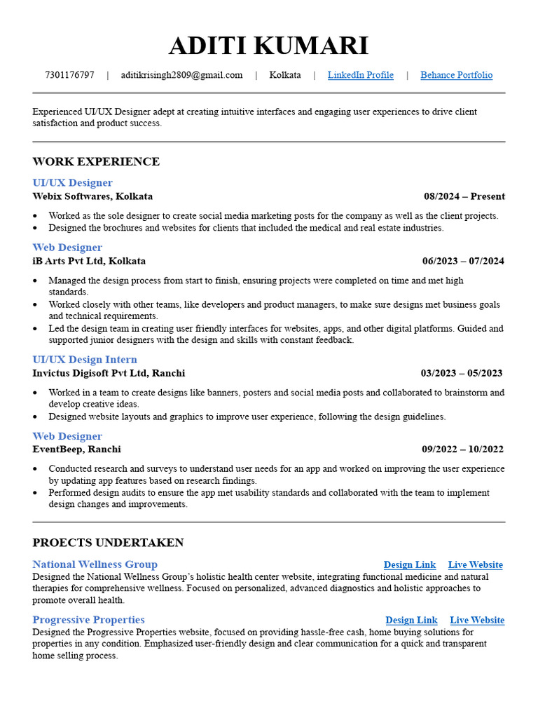 Aditi Kumari UI Designer | PDF | Usability | User Interface