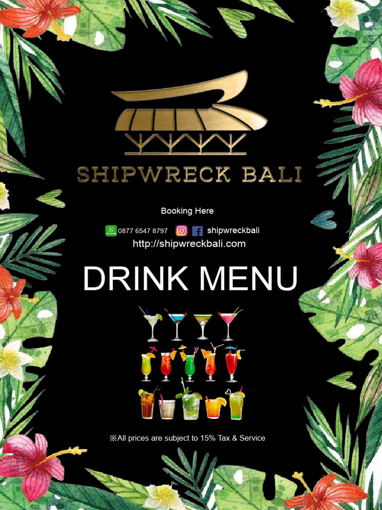 Shipwreck Drink Menu 2024 | PDF | Drink | Aroma Of Wine