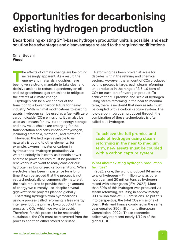 Decarbonising SMR Hydrogen Production | PDF | Climate Change Mitigation ...