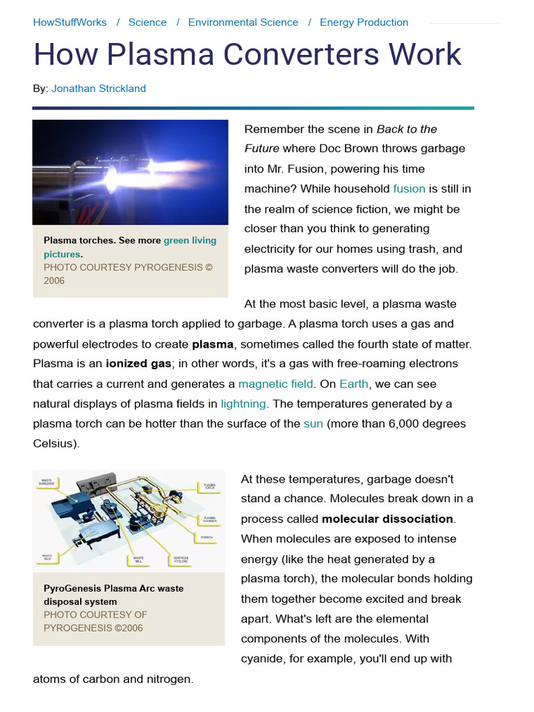 How Plasma Converters Work _ HowStuffWorks | PDF | Gasification | Waste