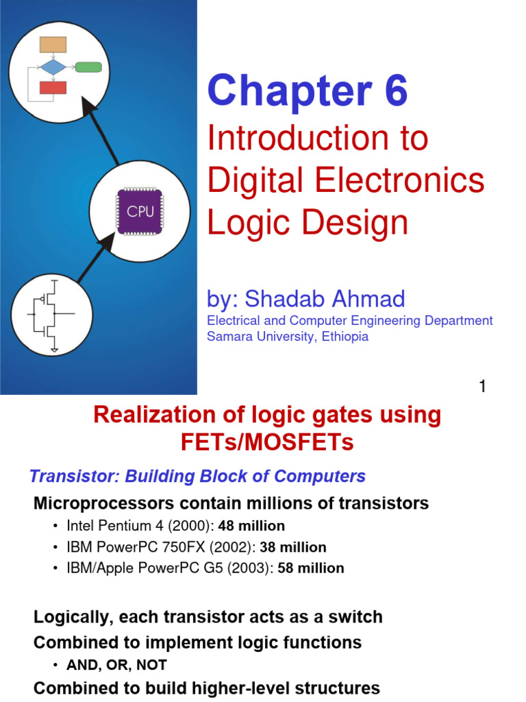 6_Applied Electronics II Chapter-6 Digital Logic Design | PDF | Field Effect Transistor | Logic Gate
