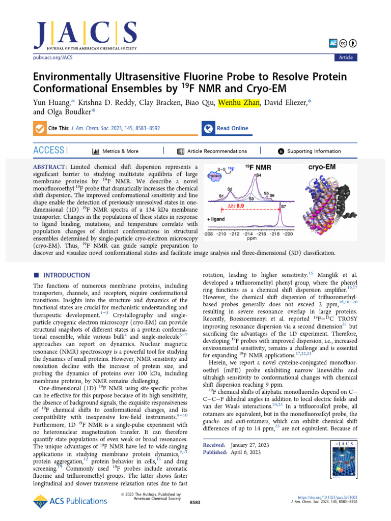 JACS_2023 | PDF | Nuclear Magnetic Resonance | Proteins