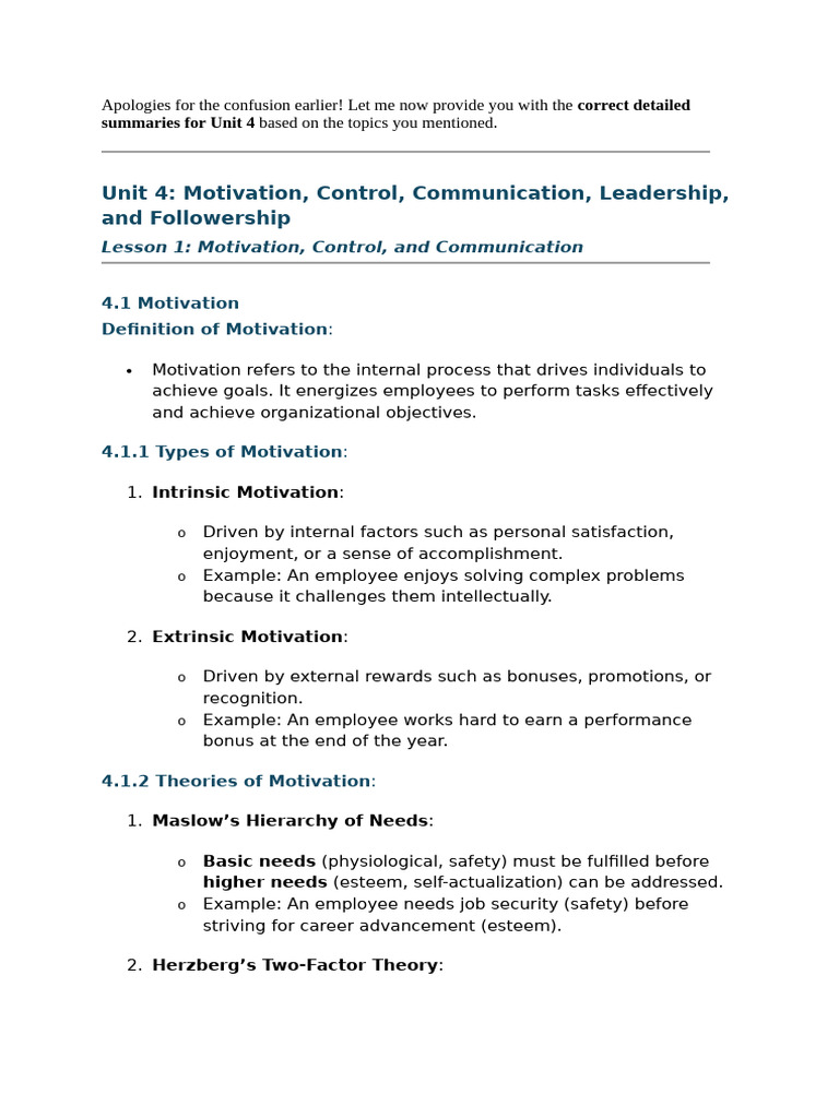 Unit 4 | PDF | Motivational | Motivation