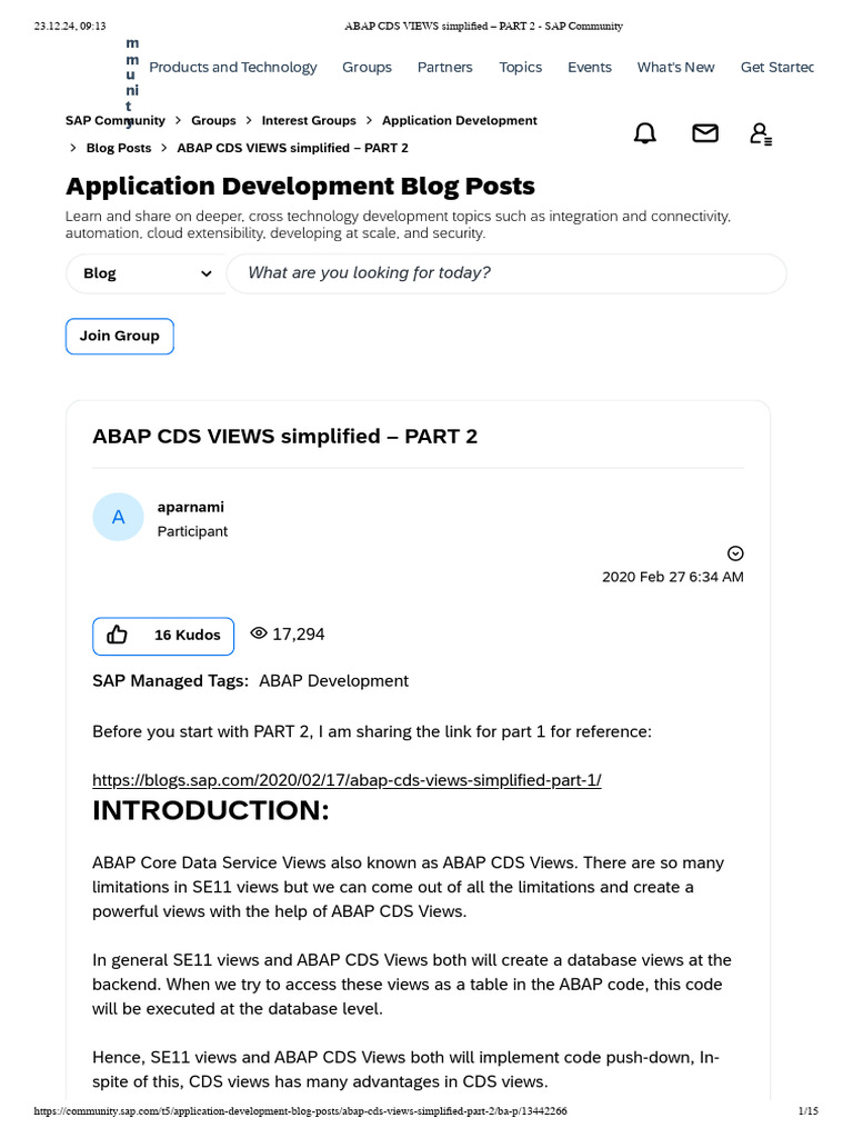 ABAP CDS VIEWS simplified – PART 2 - SAP Community | PDF | Parameter (Computer Programming ...
