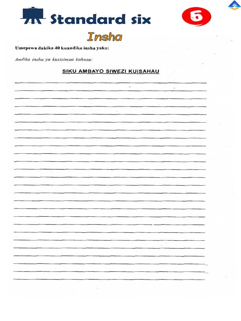 Insha STD 6 | PDF