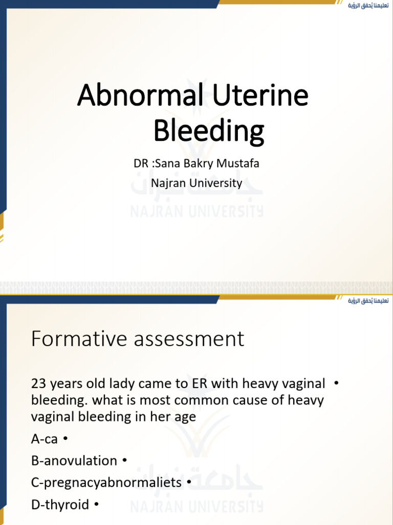 Abnormal Uterine Bleeding 46 | PDF | Sexual Anatomy | Gynaecologic ...
