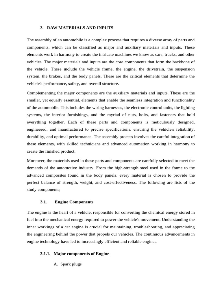 Automobile Raw Materials Overview | PDF | Brake | Internal Combustion ...
