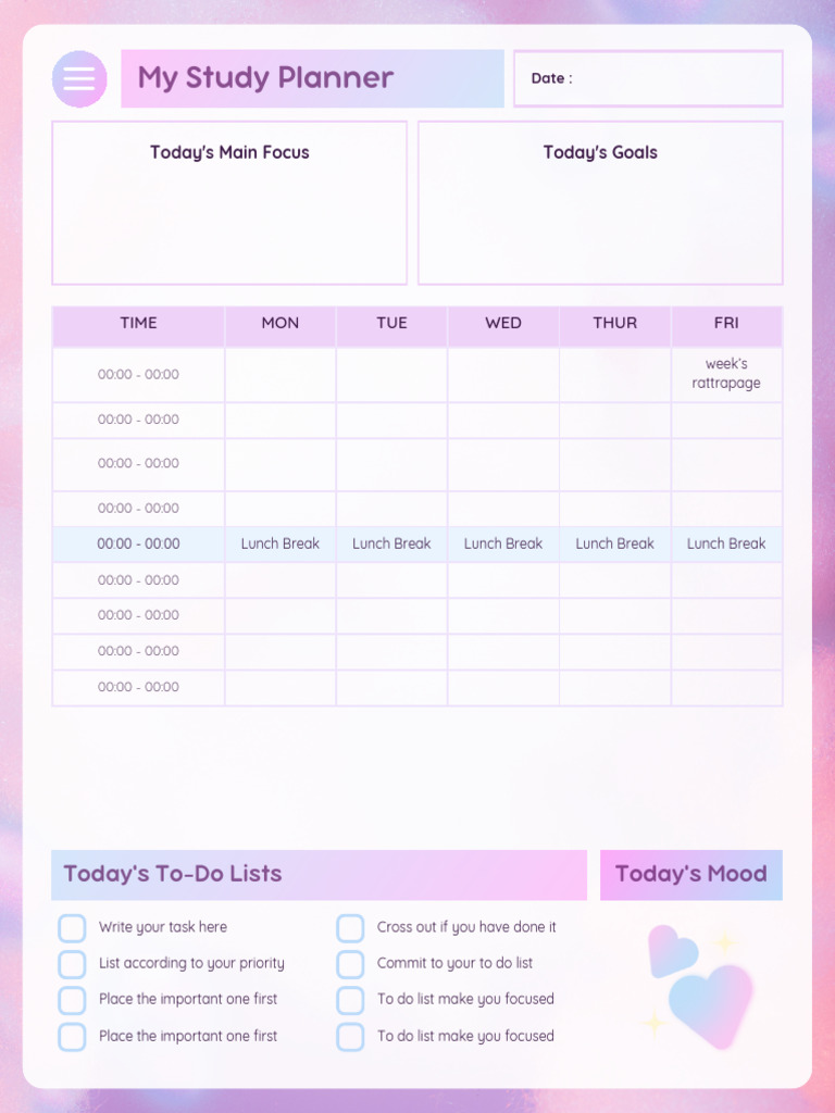 Pastel Weekly Study Planner | PDF