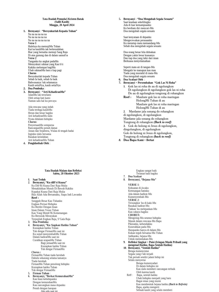Tata Ibadah Karya Wisata Tarutung | PDF
