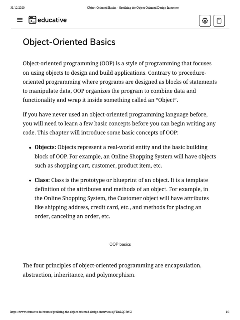 1-Object-Oriented Basics - Grokking the Object Oriented Design ... 1-Object-Oriented Basics - Grokking the Object Oriented Design ...