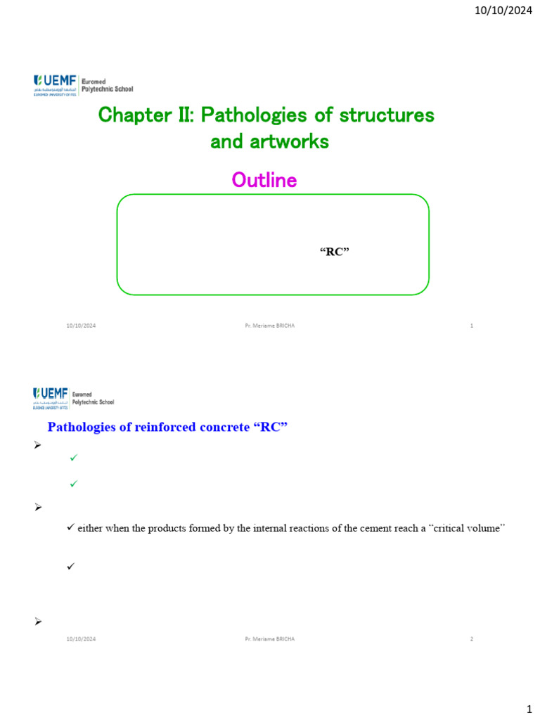 Chapter II_Pathologies of structures_Support 3 | PDF | Corrosion | Reinforced Concrete
