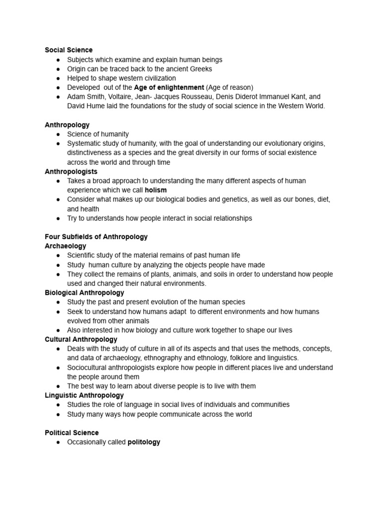 Overview of Social Science Disciplines | PDF | Homo | Anthropology