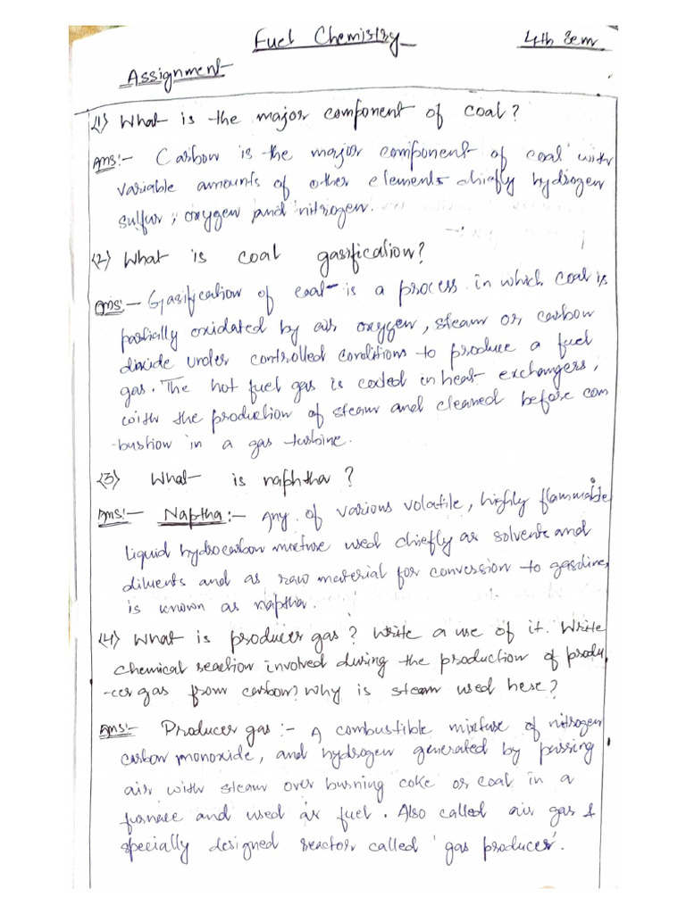 Assignment Fuel Chemistry | PDF