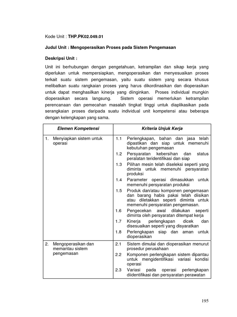 Mengoperasikan Proses pada Sistem Pengemasan | PDF