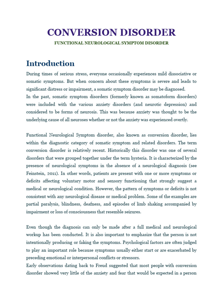 Conversion_Disorder_NOTES_(1)[1] | PDF | Mental Disorder | Twin