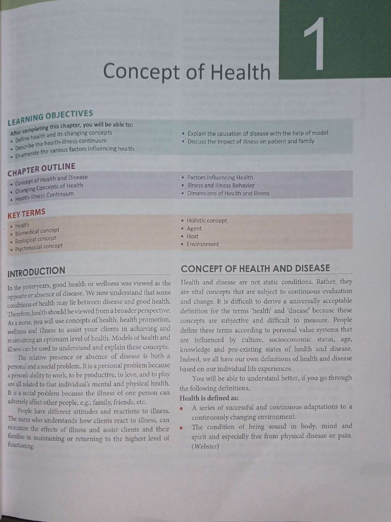 Fon Concept of Health Chapter 1 | PDF