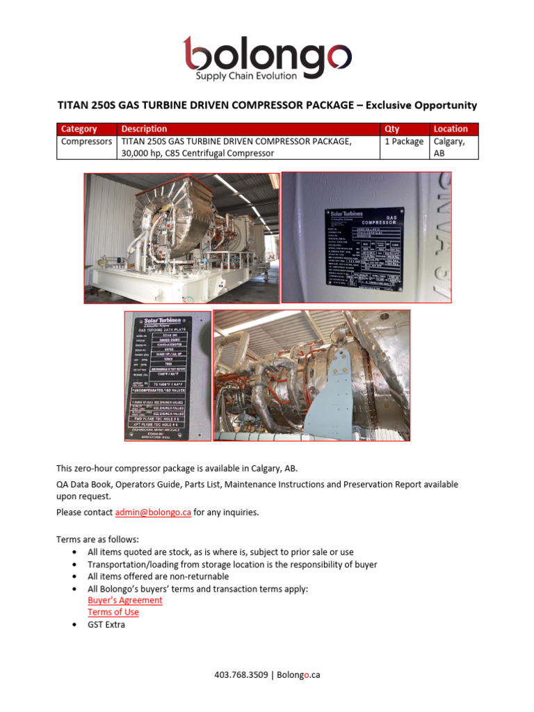 Titan 250S Compressor Package Sales Sheet | PDF | Valve | Pump