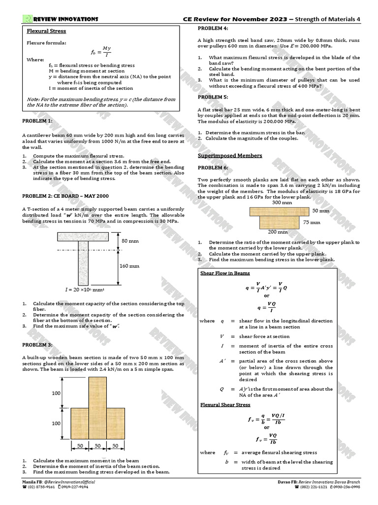 Nov 2023 - Strength of Materials 4 | PDF | Bending | Beam (Structure)
