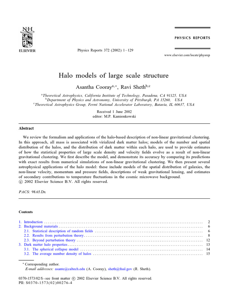 Halo Models in Large Scale Structure | PDF | Dark Matter | Physical ...