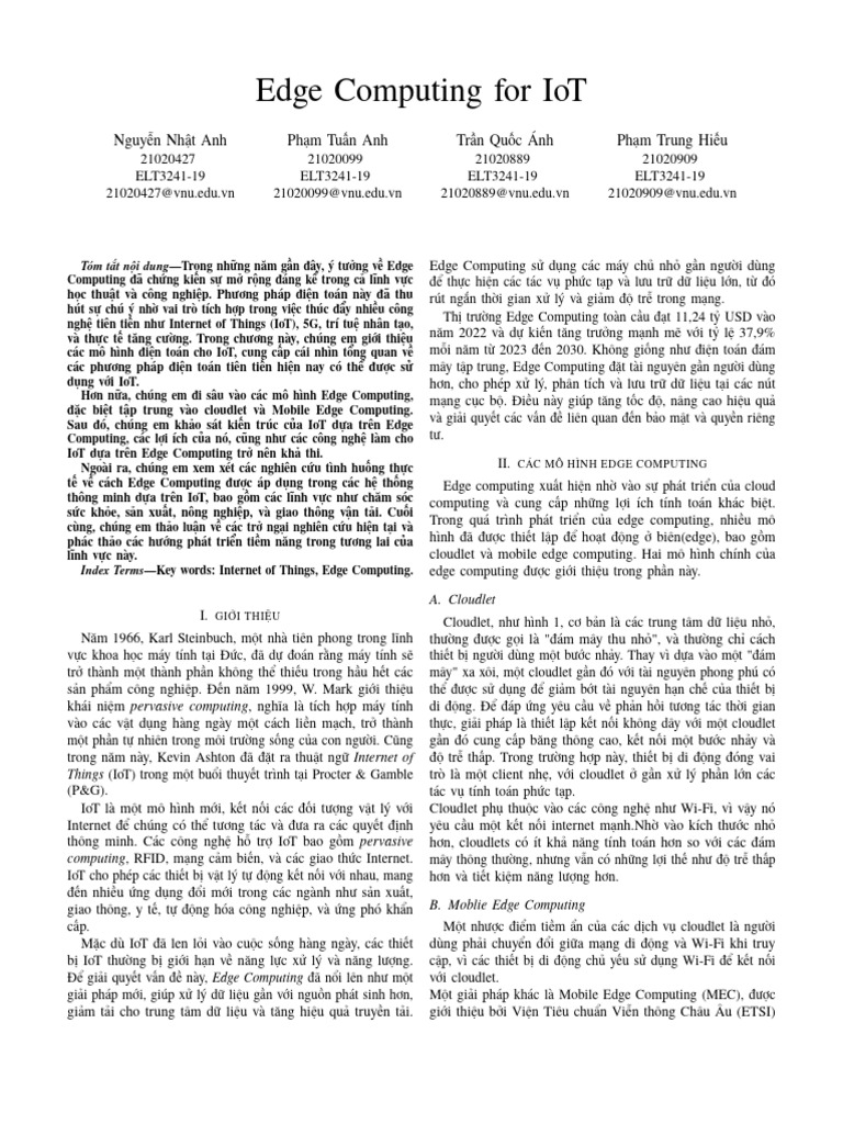 Nhom10 Edge Computing For IoT-1 | PDF