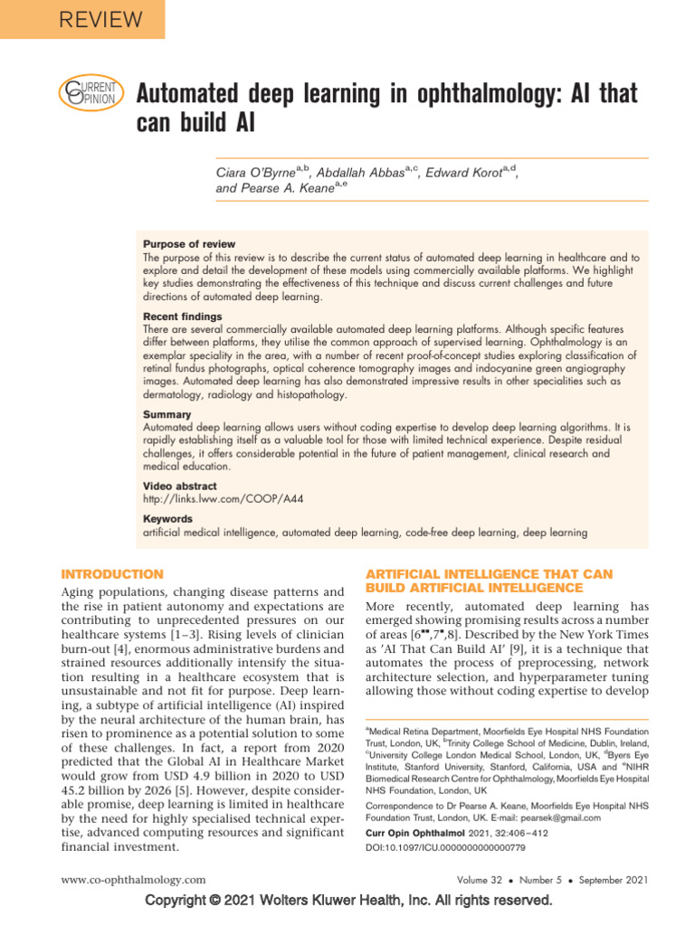 Automated Deep Learning in Ophthalmology AI That.4 | PDF | Deep Learning | Machine Learning