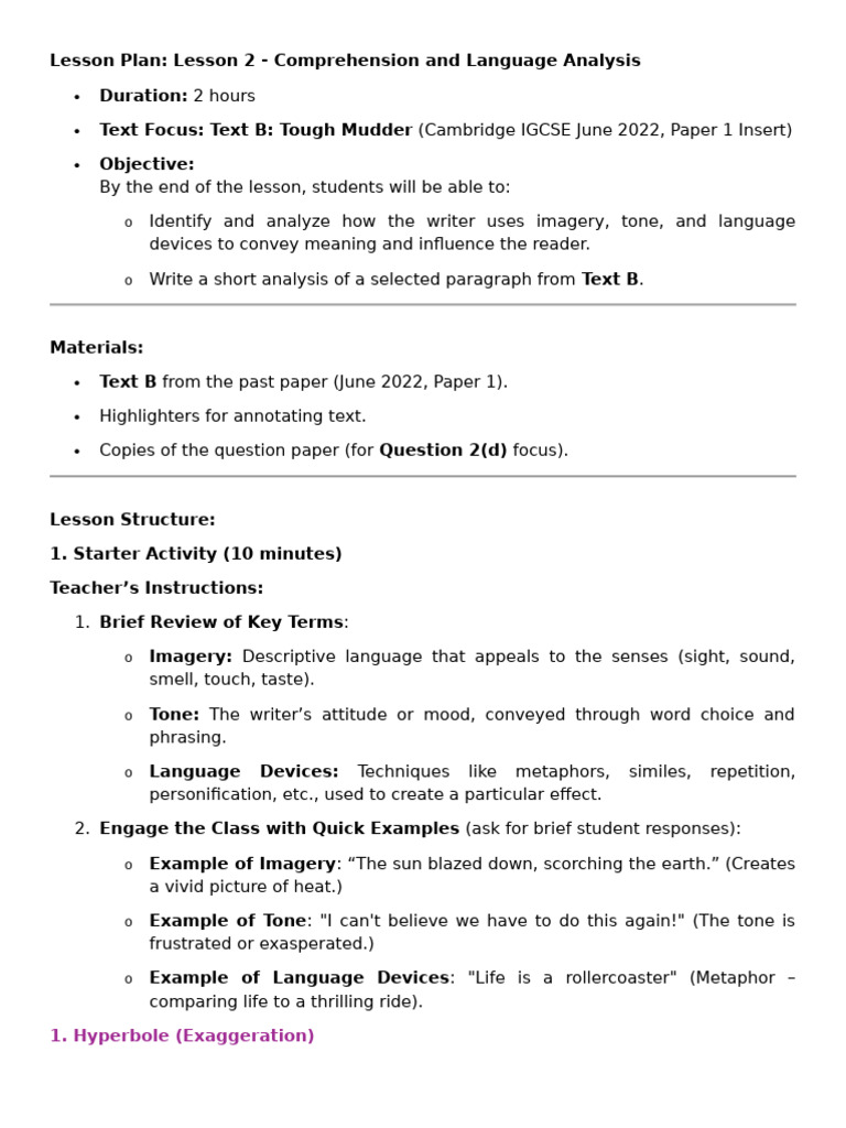 EFL - Lesson 2 - Language Devices | PDF | Irony