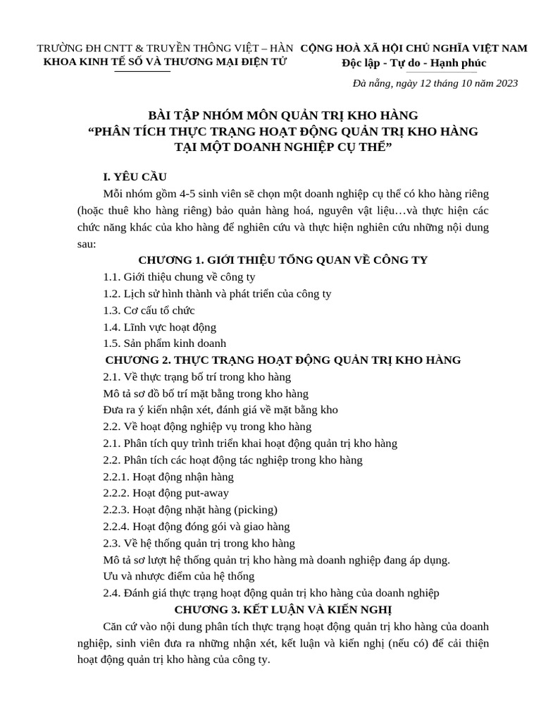 NỘI DUNG BÀI TẬP NHÓM MÔN QTKH | PDF