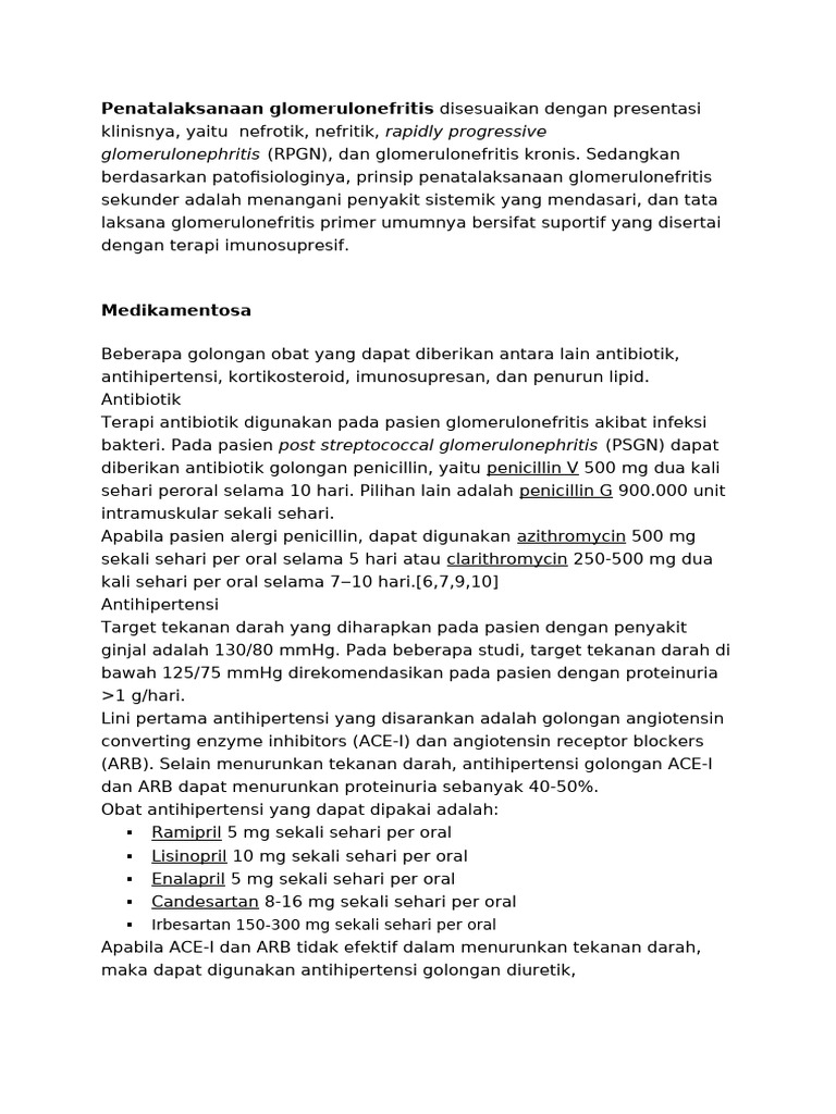 Penatapelaksanaan Glomerulonefritis | PDF