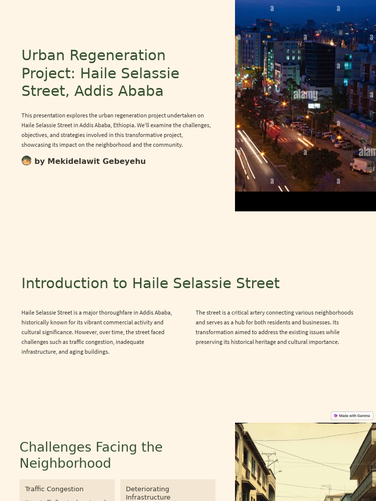 Urban Regeneration Project Haile Selassie Street Addis Ababa | PDF | Urban Renewal | Infrastructure