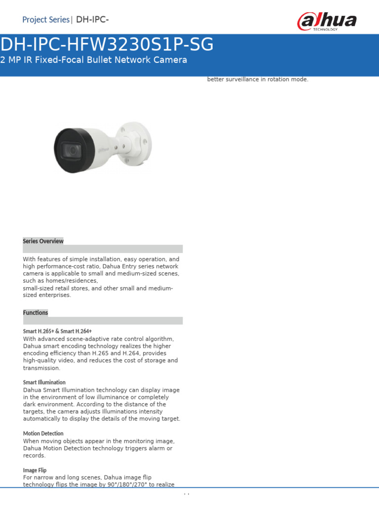 Ipc Hfw3230s1p Sg | PDF | Camera | Camera Lens