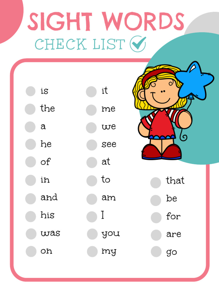 Sight Words Checklist | PDF