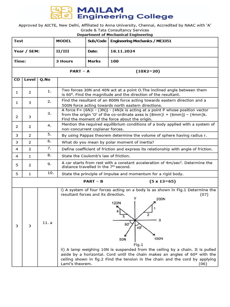 EM MODEL 1 2024 | PDF | Force | Friction
