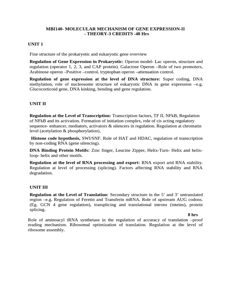 MM Gene Expression Syllabus | PDF