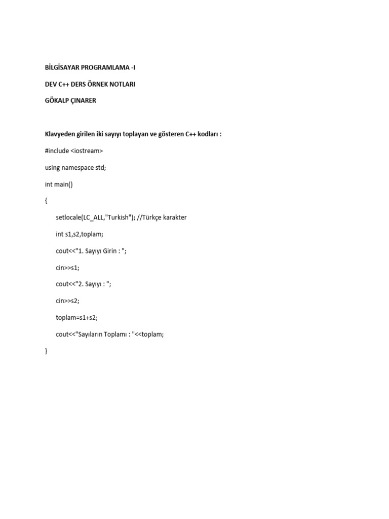 PROGRAMLAMA-NOT | PDF